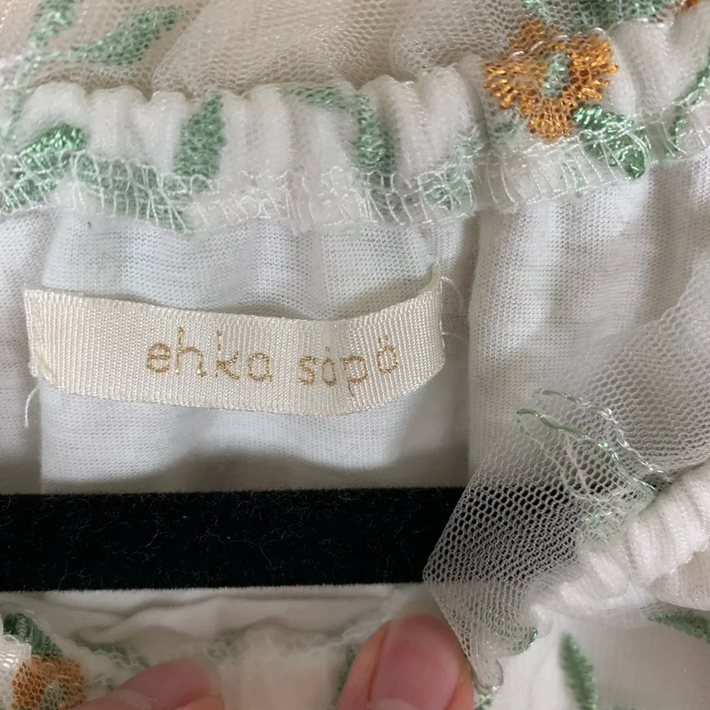 Ehka Sopo | Tops | Last Chance Ehka Sopo White Floral Embroidered Sheer ...